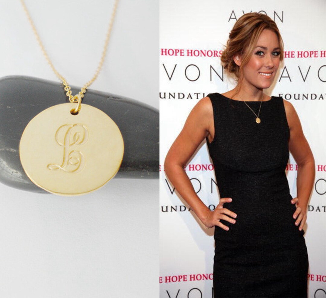 Engraved Disc Necklace,gold Monogram Necklace,one Initial Necklace,gold ...
