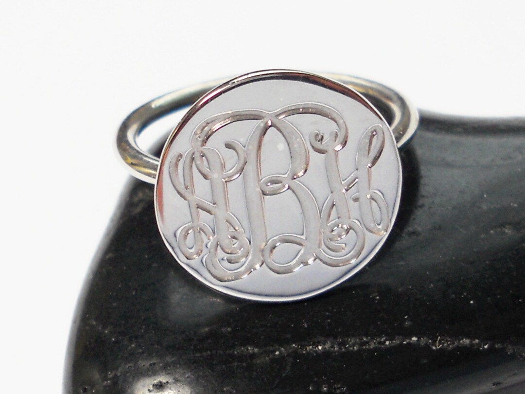 Custom Monogram Ring,personalized Nameplate Monogram Initial Ring,3 ...