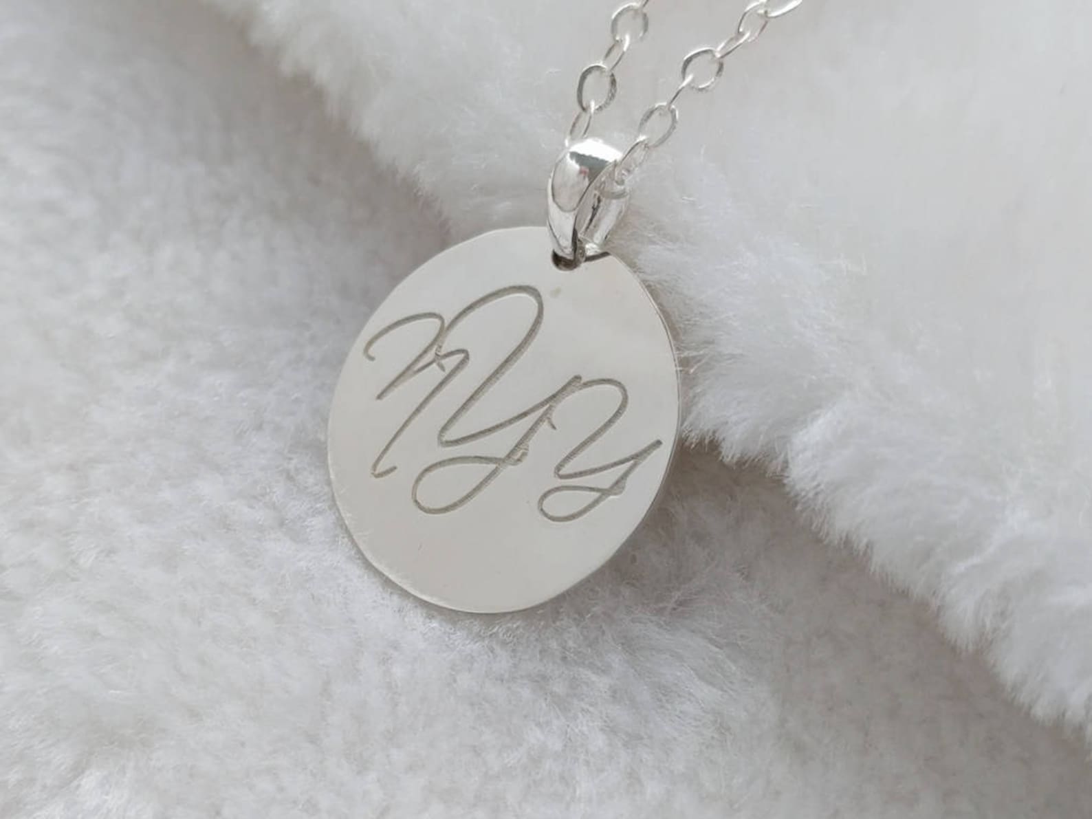 Monogram Necklace Sterling Silvermonogrammed Necklacesilver - Etsy