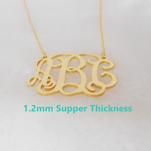 Gold Celebrity Monogram Pendant Necklace,gold Monogram Necklace 1.5 ...