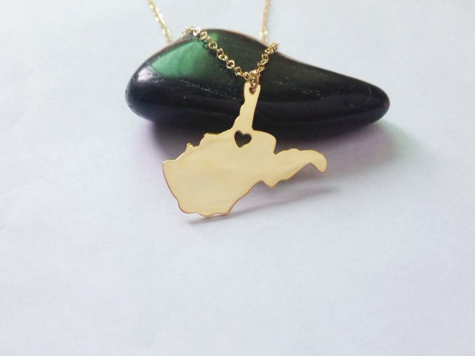 WV State Necklace Rose Gold,west Virginia State Necklace,west Virginia ...