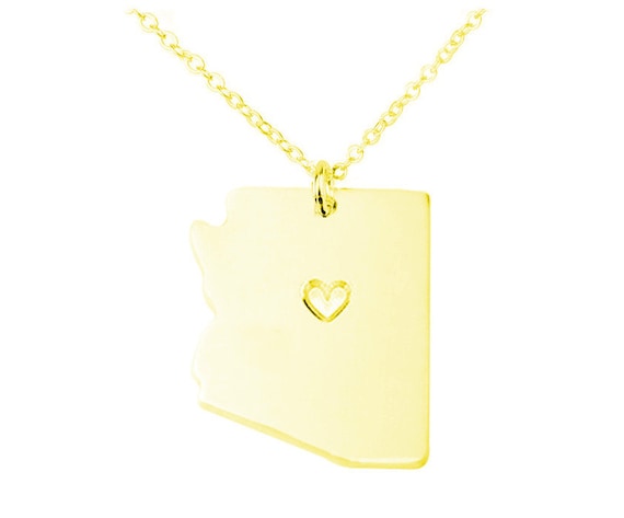 Gold Arizona Necklacearizona State Shaped Necklace AZ State - Etsy