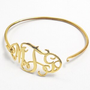 Monogram Bangle Bracelet,white Gold Nameplate Bangle,personalized 3 ...