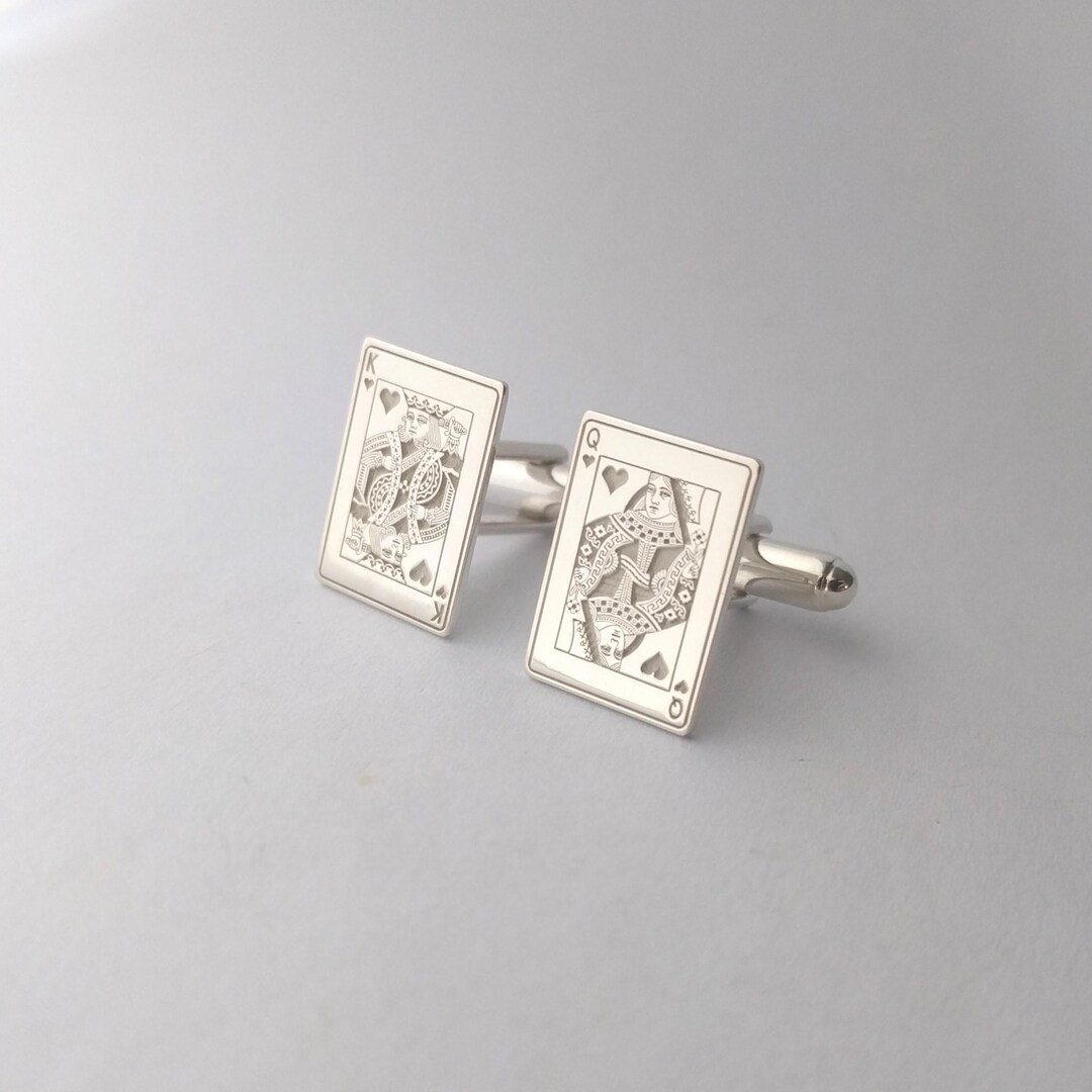 King and Queen of Hearts Cufflinks, Personalized Playing Cards ...
