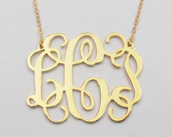 Personalized 3 Initials Necklace1.5 Inch Monogram Necklace - Etsy