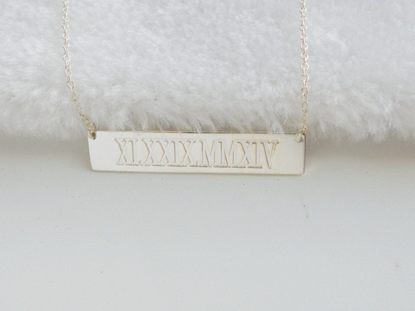 Roman Numerals Bar Necklace,silver Bar Necklace,wedding Date Bar ...
