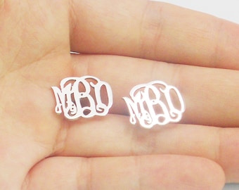 5/8 Inch Small Stud Earrings,silver Monogram Earrings,silver Initial Earrings,personalized Stud ...