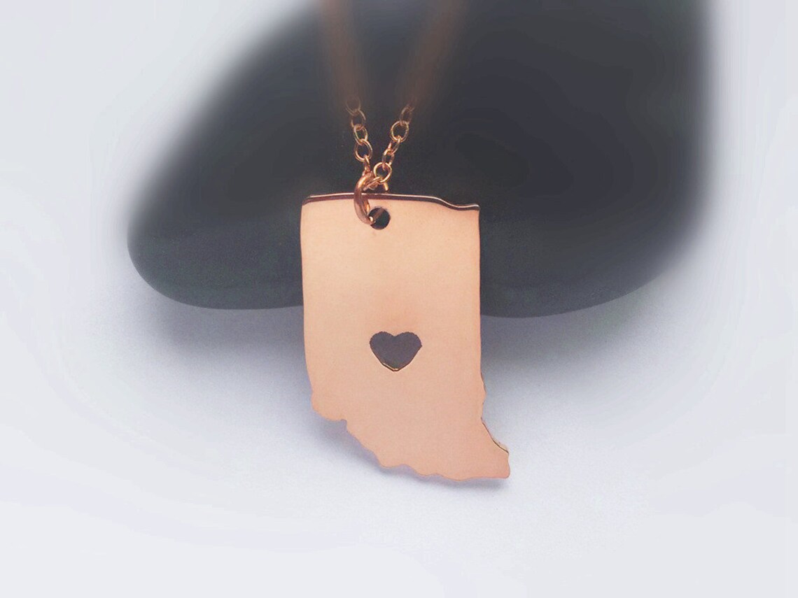 Indiana Charm Necklace,in State Necklace Gold Plated,indiana State ...