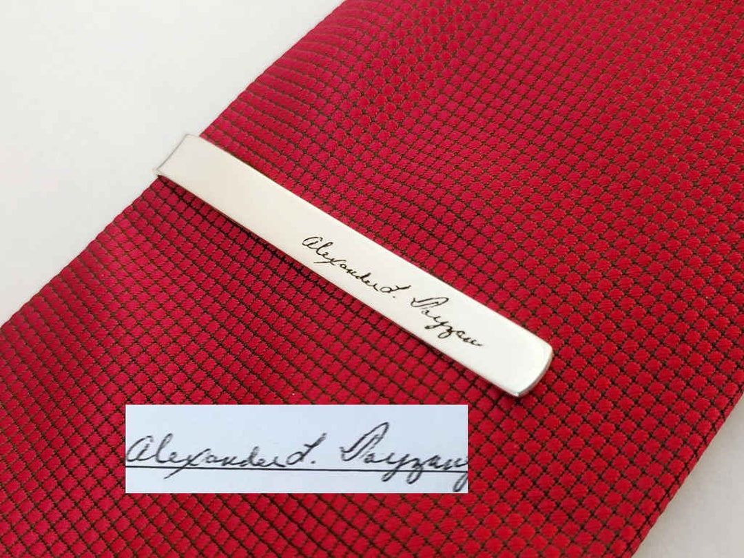 Personalized Signature Tie Clip,handwriting Tie Bar,memorial Signature ...