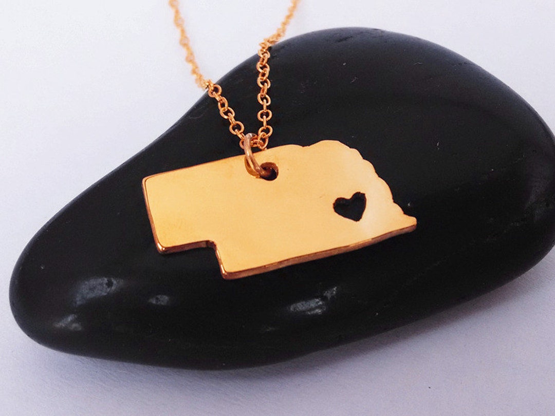 Rose Gold Nebraska State Necklace,nebraska Charm Necklace, NE State ...