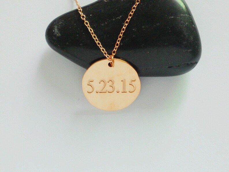 Custom Date Disc Necklace Personalized Disc Necklacegold | Etsy