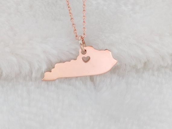 Kentucky Necklace Rose Goldkentucky State Necklacekentucky - Etsy