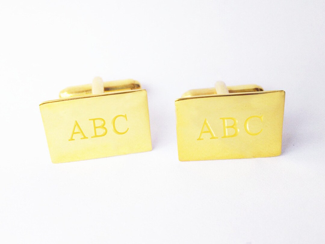 Rectangular Wedding Cufflinks, Gold Groom Rectangle Cufflinks, Silver ...