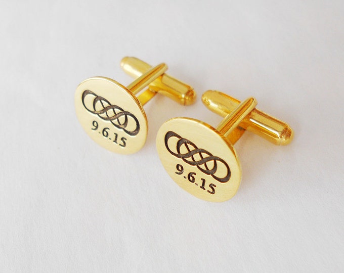 Double Infinity Cufflinks,wedding Date Cufflinks,silver Mens Cuffinks ...