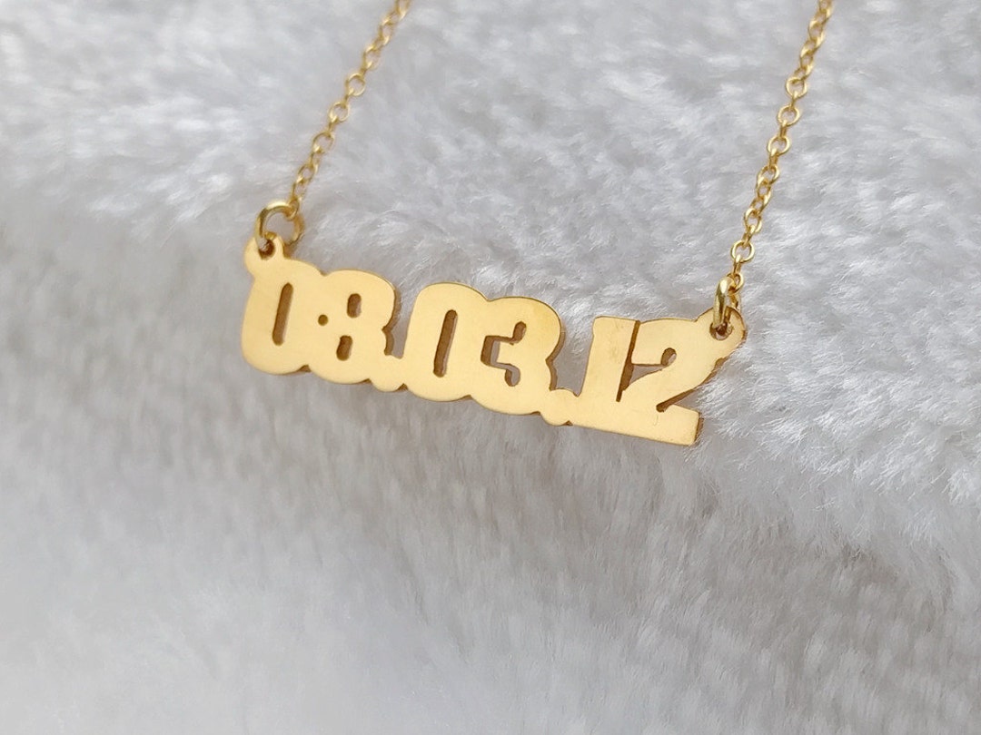 Wedding Date Necklace,personalized Number Necklace,gold Wedding Day ...
