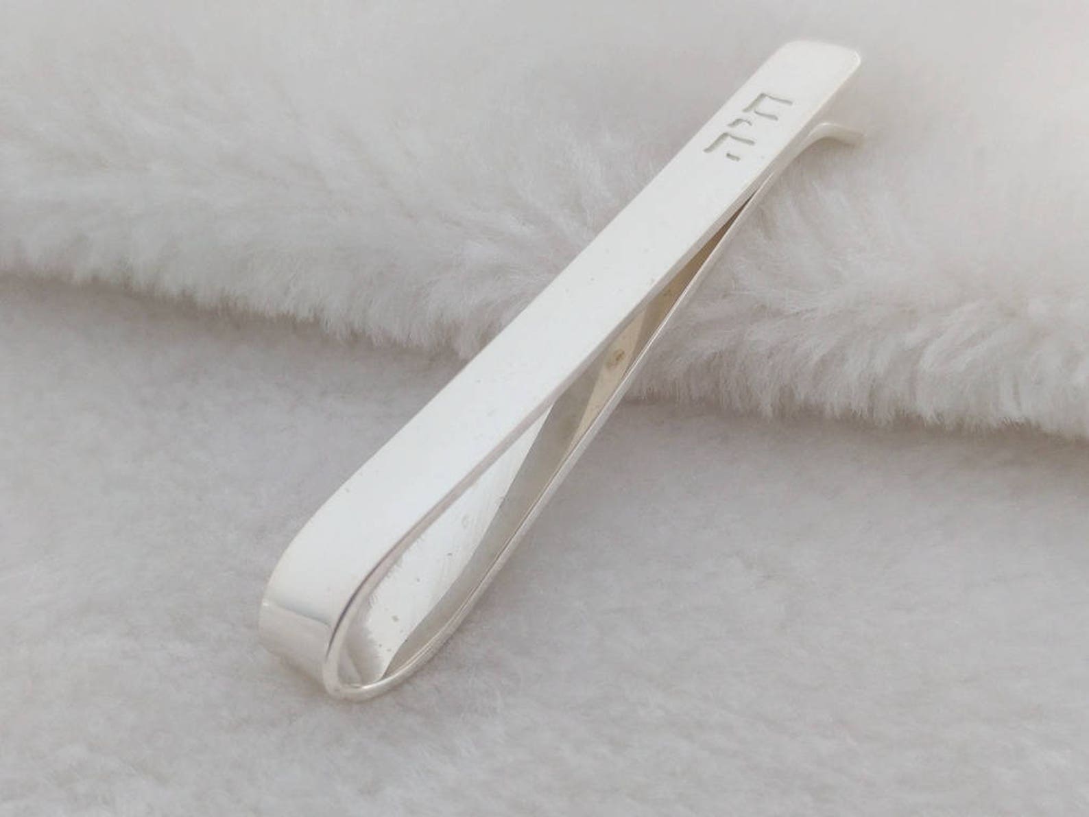 Personalized Hebrew Tie Clip, Silver Jewish Tie Bar Clip, Custom Bar ...