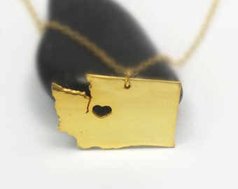 State Shaped Necklace Washington State Charm Necklace Personalized ...
