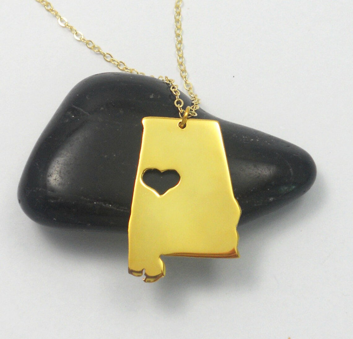 Alabama State Necklace White Godal State Charm Necklace AL - Etsy