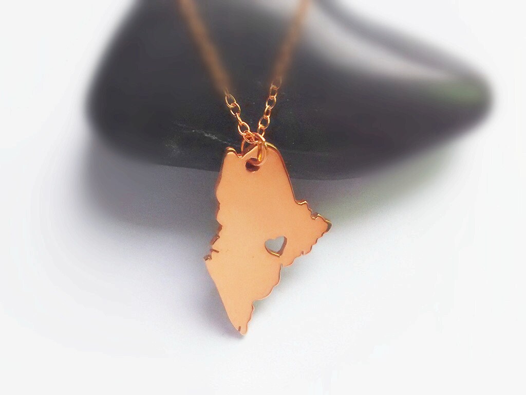 Gold Maine State Necklaceme State Necklacemaine State Shaped | Etsy