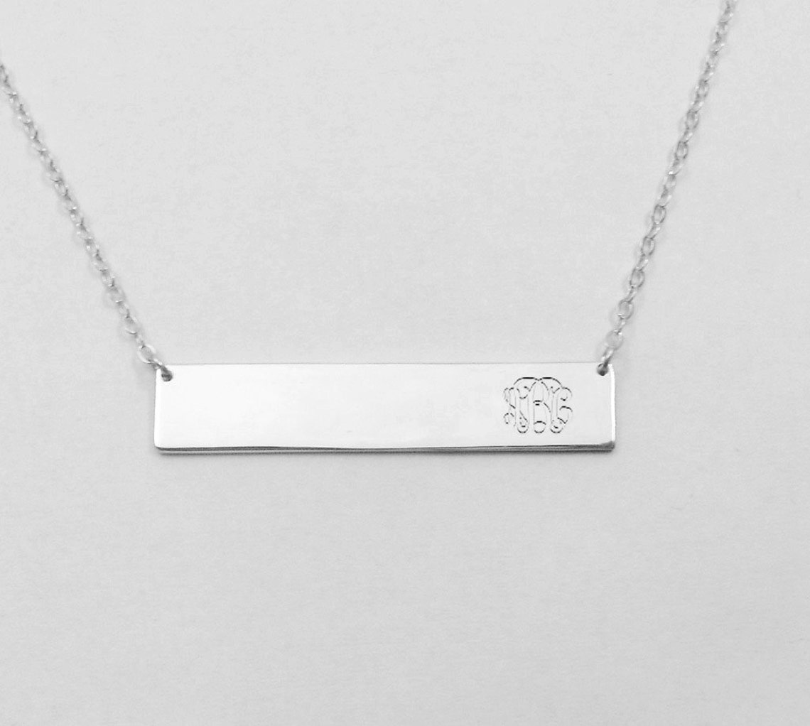 Gold Monogram Bar Necklaceinitial Bar Necklacegold Name Bar | Etsy