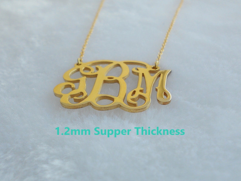 Personalized Gold Monogram Necklace,custom Monogram Initials Necklace,3 ...