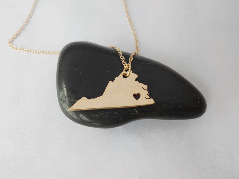 Rose Gold VA State Necklace,virginia Charm Necklace,virginia State ...