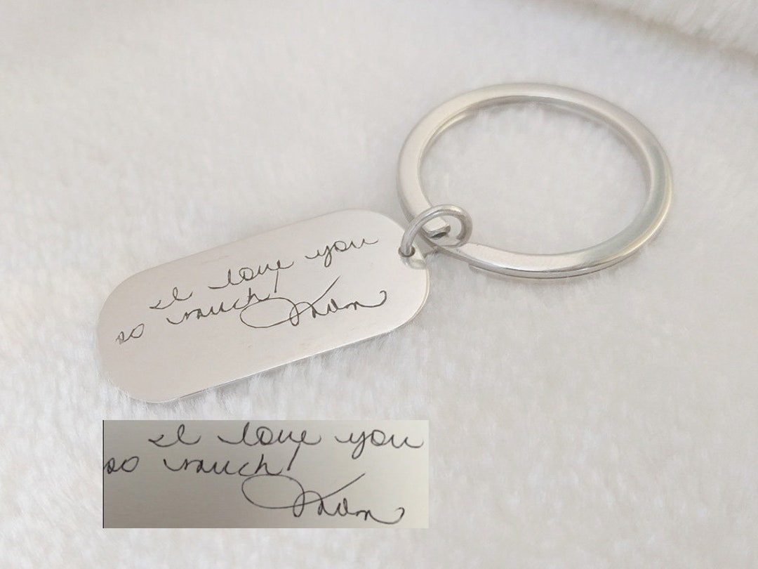 Personalized Handwriting Keychain, Actual Handwriting Key Chain ...
