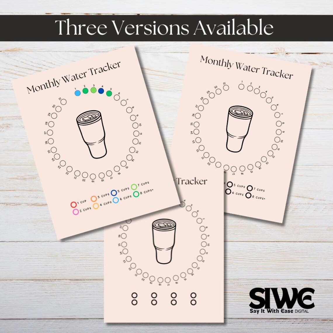 Monthly Water Tracker | Printable | Wheel Habit Tracker | Digital Daily ...