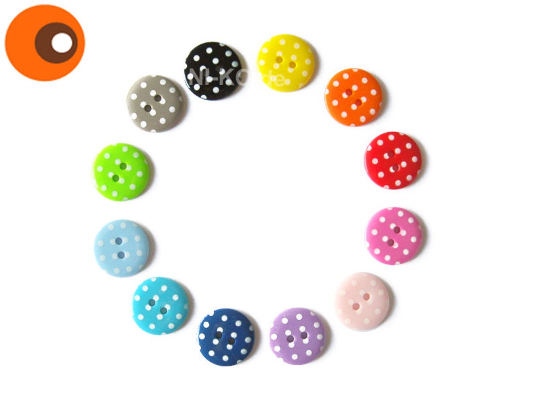 10 Dotted Buttons 12 Colors - Etsy