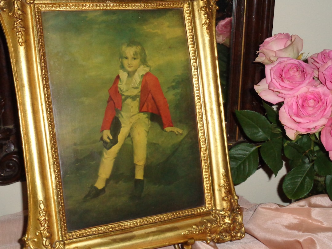 Vintage Large BORGHESE Gilt Framed Oil on Chalkware, Henry Raeburn "sir ...