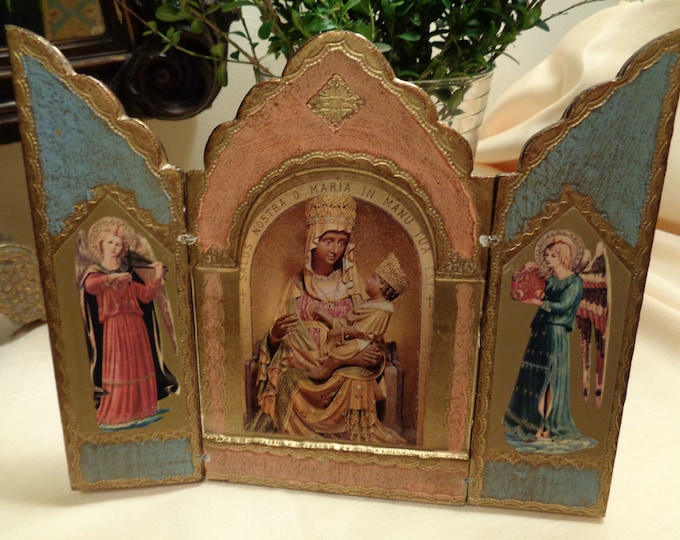 Vintage TRIPTYCH Gesso Gilt Wood " the Madonna and Child" Also Has ...