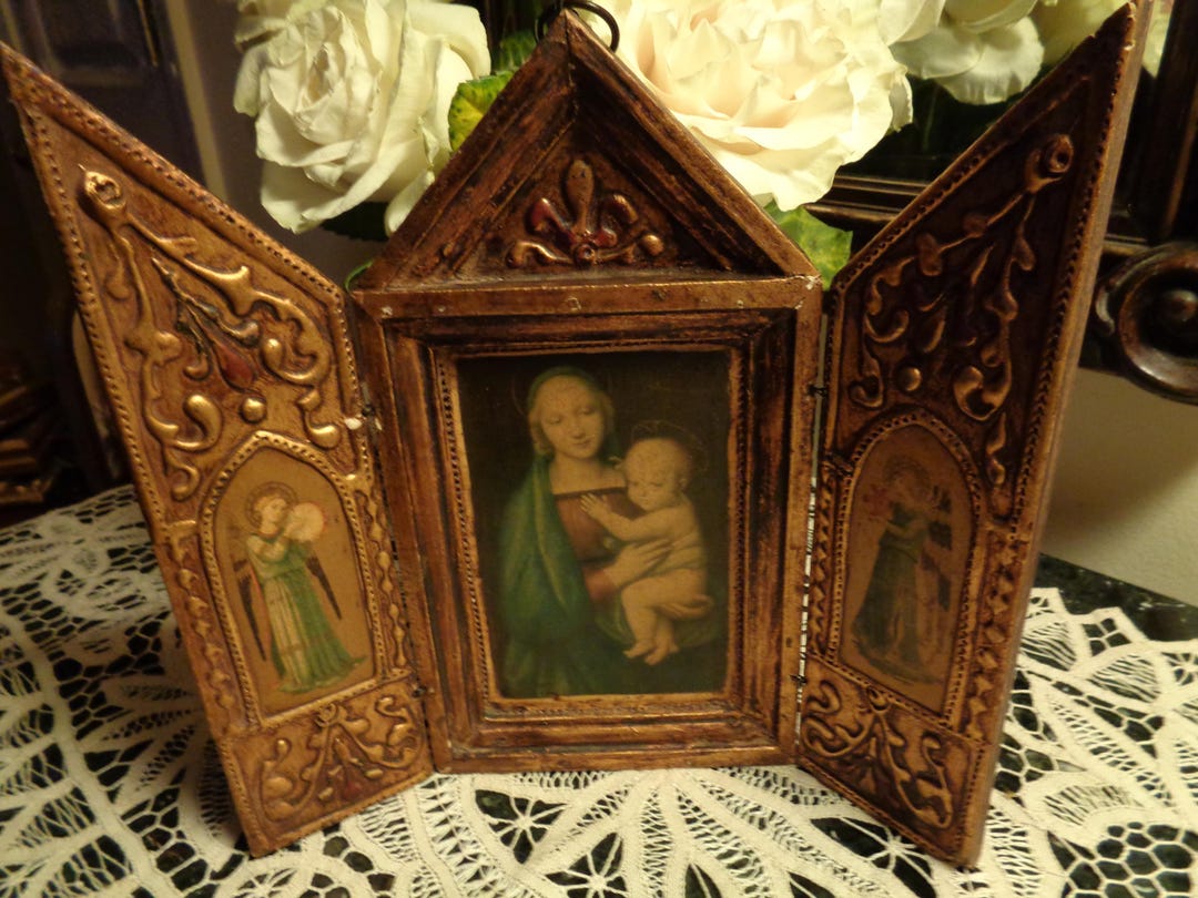 Vintage Italian Florentine Triptych madonna Del Granduca Renaissance ...