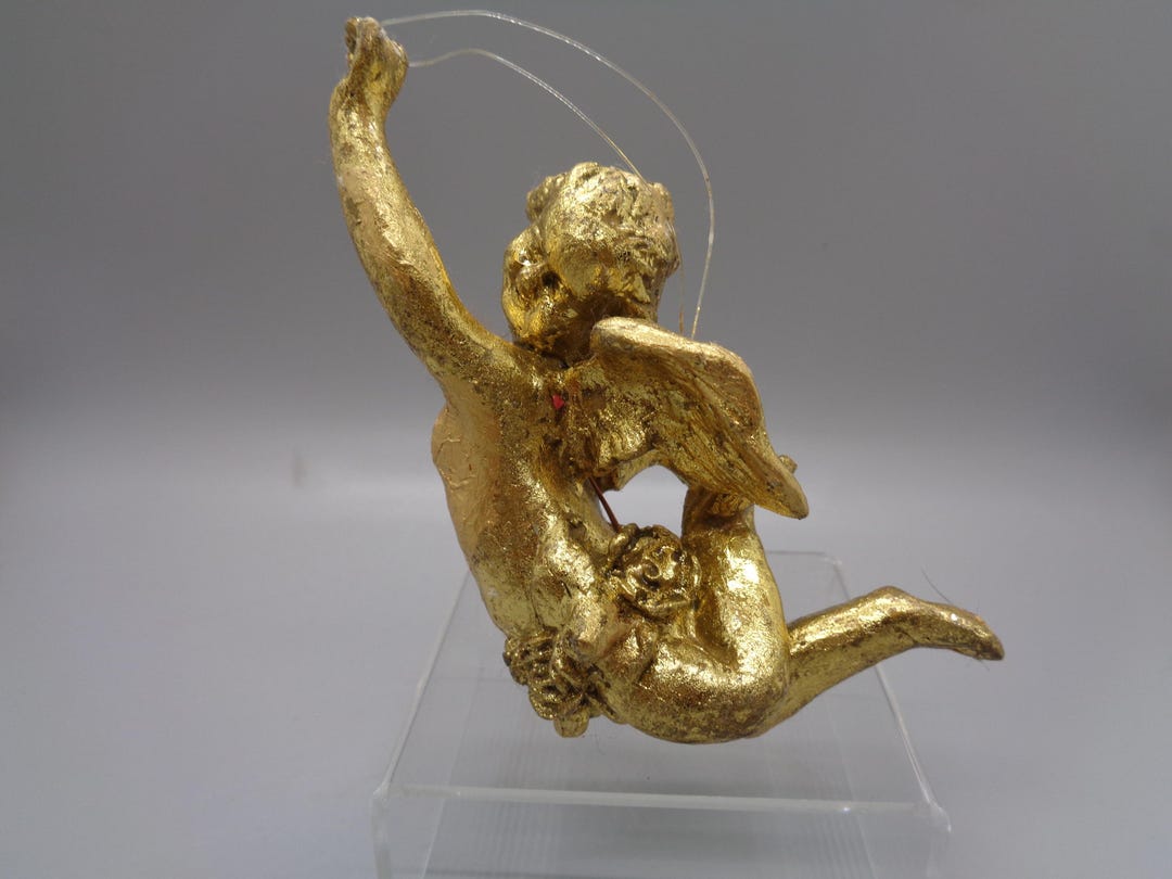 Vintage, *rare 1950's Antiqued Gold Leaf Putti Angel Polyresin & Paper ...