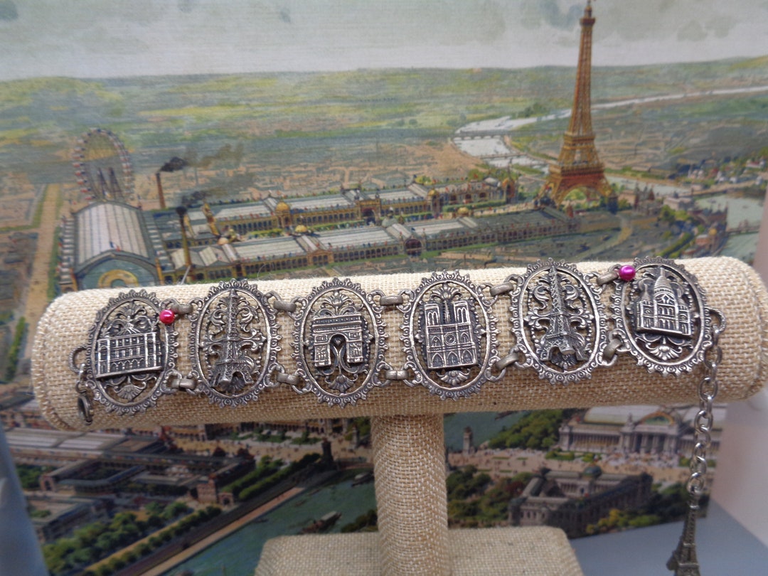 Vintage Art Deco French Depose Paris Souvenir Bracelet, Paris Landmarks ...