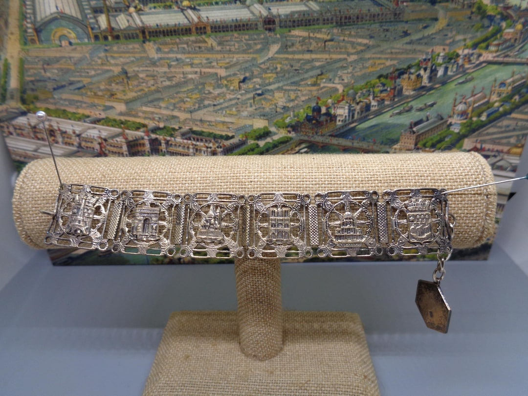 Vintage Art Deco French Depose Paris Souvenir Bracelet, Paris Landmarks ...