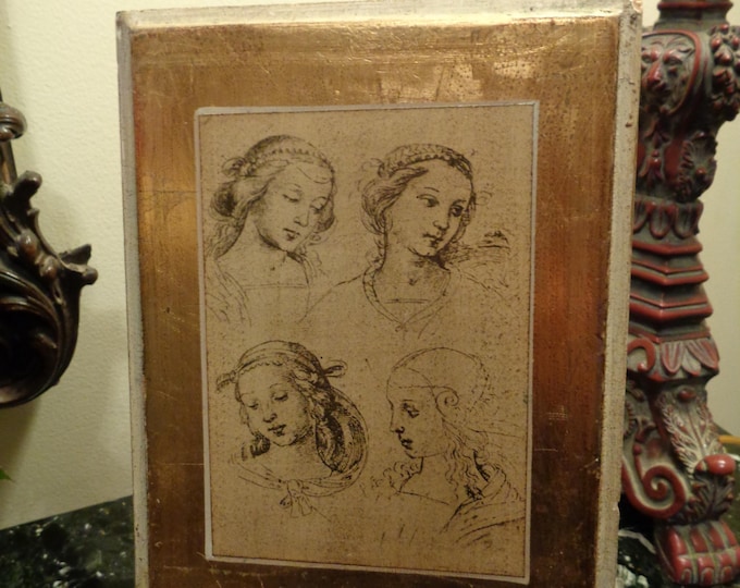 RARE Drawings by RAPHAEL "renaissance Ladies" Italian Florentine Gilt ...