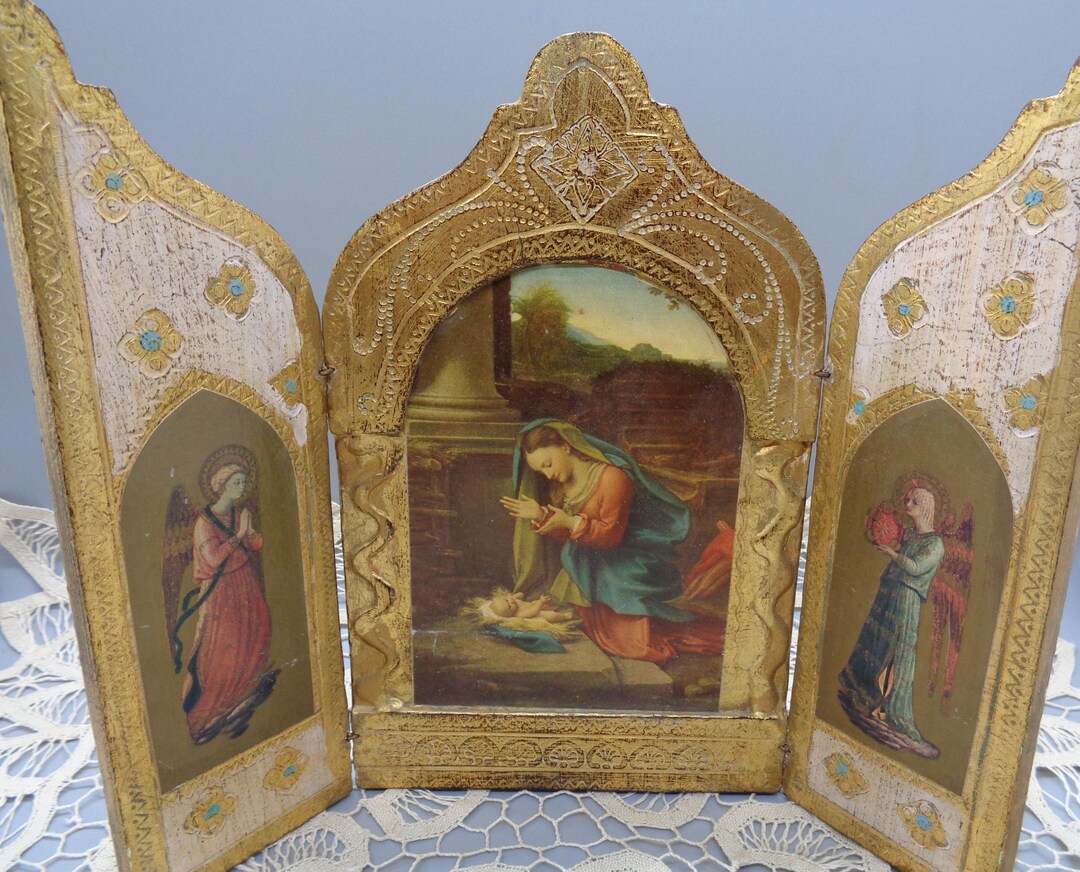 Rare** Nativity Italian Florentine Triptych "the Adoration of the ...