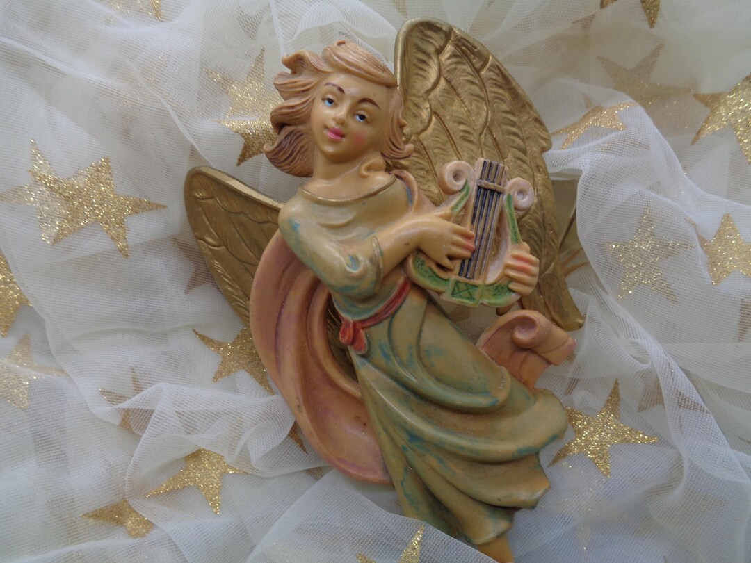 Vintage Italian "angel With Harp" Religious. Christmas, Catholic Statue ...