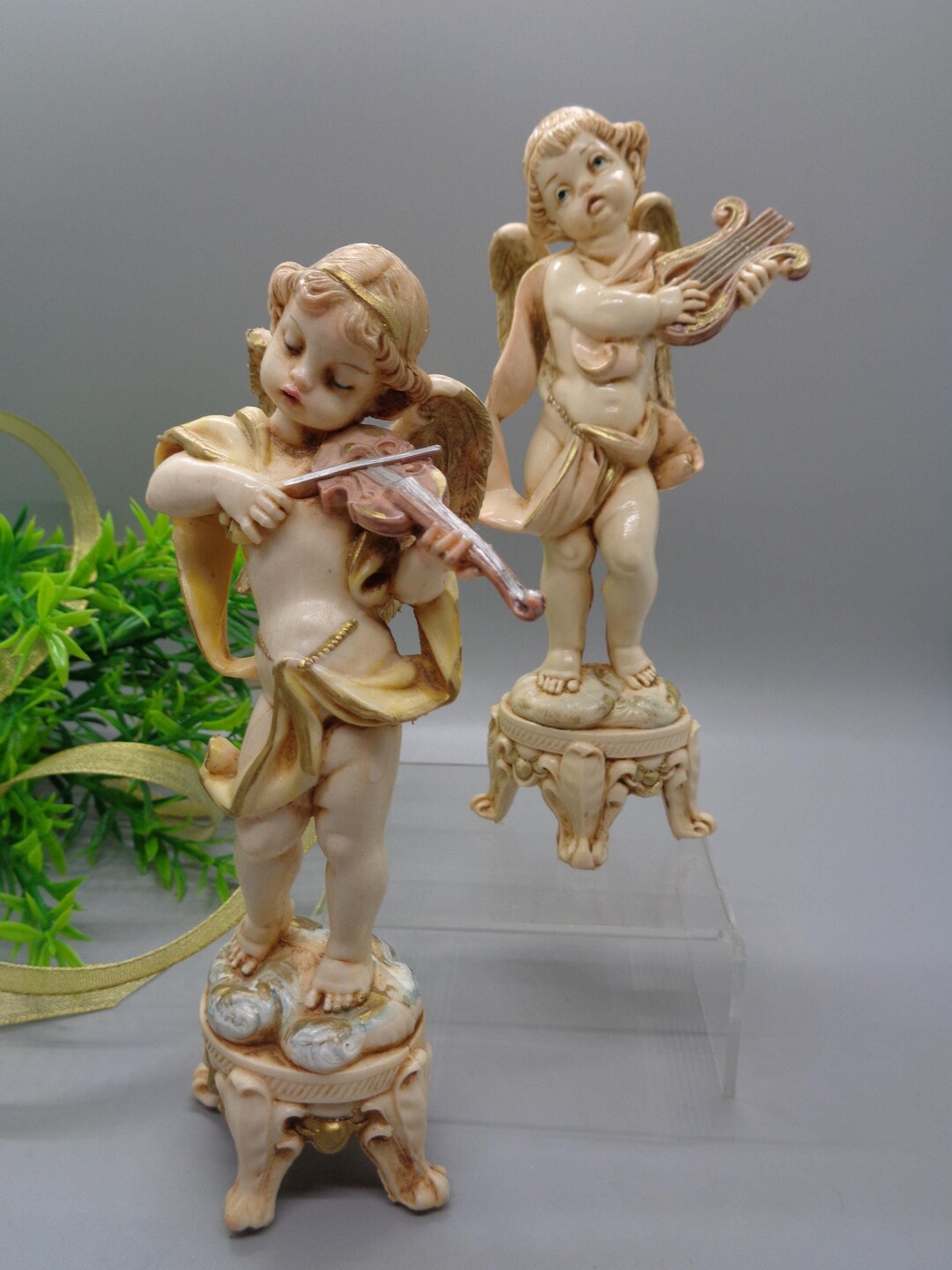 Vintage Set of 2 Italian Fontanini Putti Angels, Cherub, Cupid ...