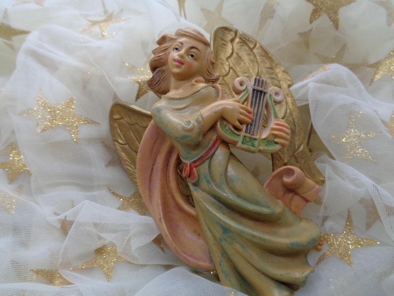 Vintage Italian "angel With Harp" Religious. Christmas, Catholic Statue ...