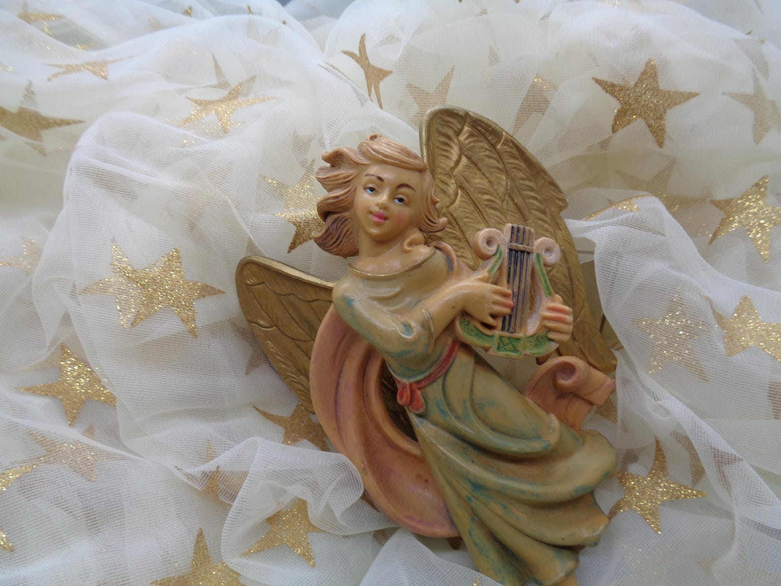 Vintage Italian "angel With Harp" Religious. Christmas, Catholic Statue ...