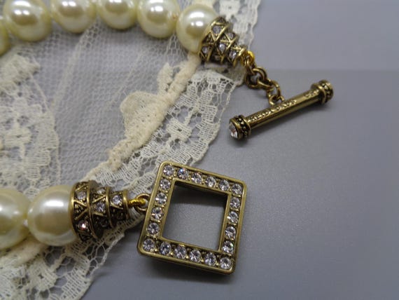 Vintage HEIDI DAUS Simulated Pearl and Crystal Bracel… - Gem