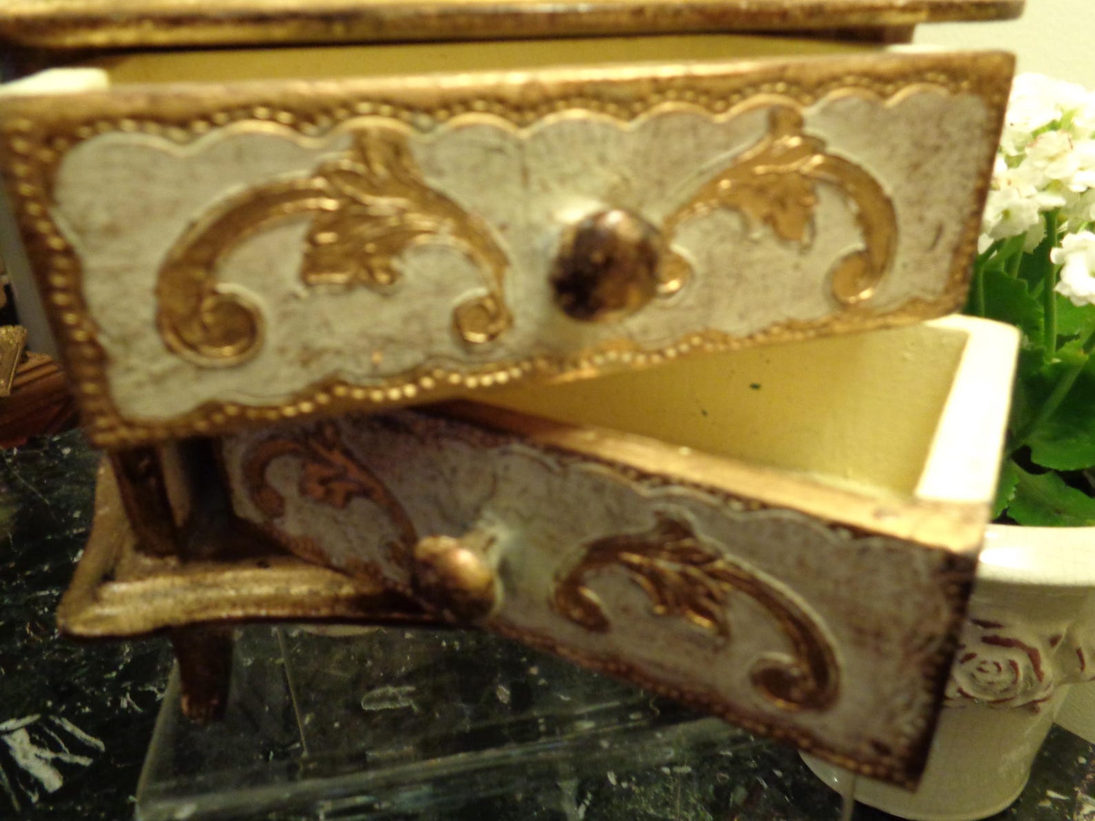 Italian Florentine Footed Gilt Wood Jewelry Box, GORGEOUS Traditional ...