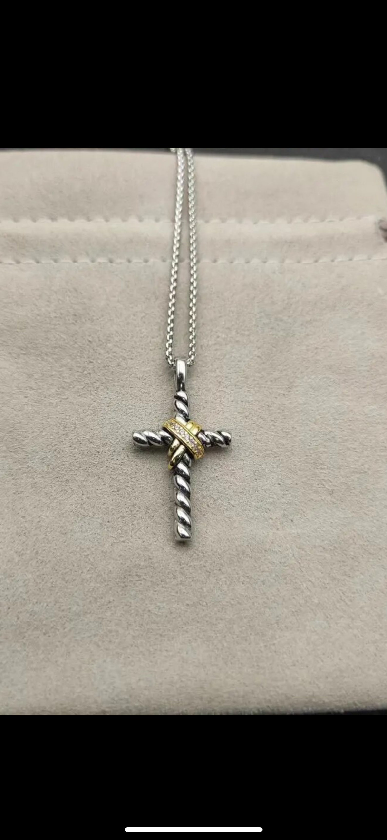Twisted Cable Cross and Chain With Pave Diamonds - Etsy