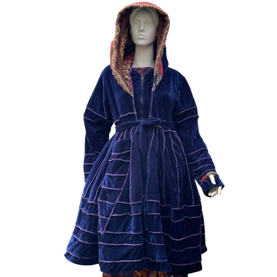 Royal Blue / Purple Velvet & Cashmilon Pixie / Fairy Pagan Reversible ...