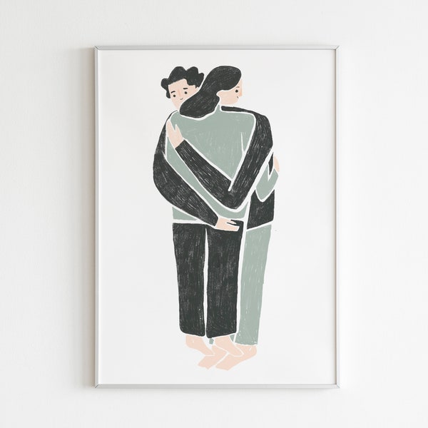 Hug Art Print - Etsy UK