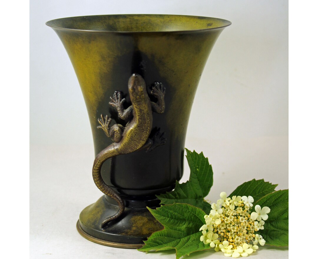 Art Deco Bronze Vase With Lizard Decoration. Bronce, Denmark - Etsy