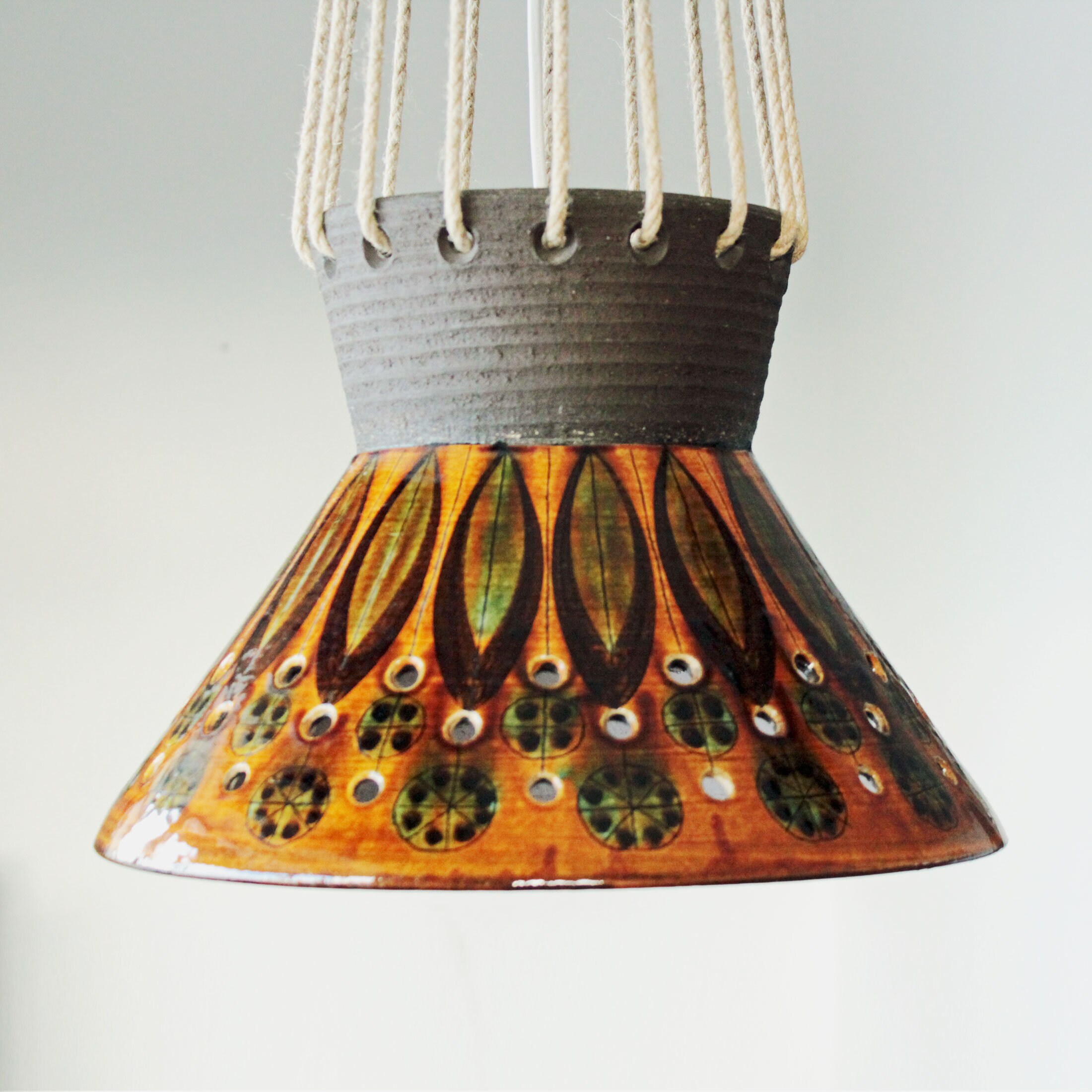 Thomas Toft, Denmark. Large Ceramic Pendant Light. Mid Century Modern ...
