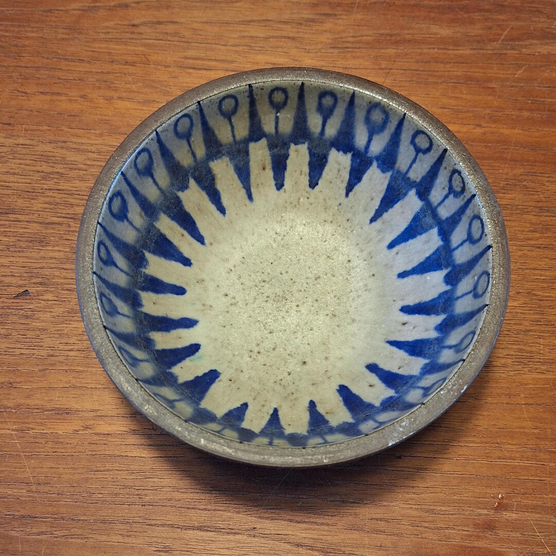 Thomas Toft Studio, Denmark. Art Pottery Bowl With Blue Pattern. Mid ...