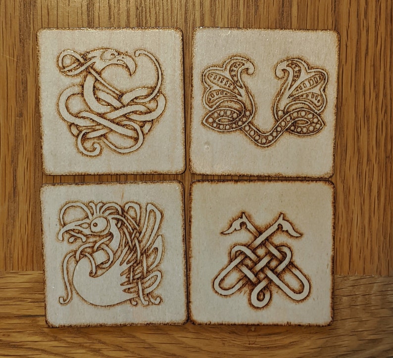 Square Celtic Coaster Pyrography and Irish Text Various Designs - Etsy